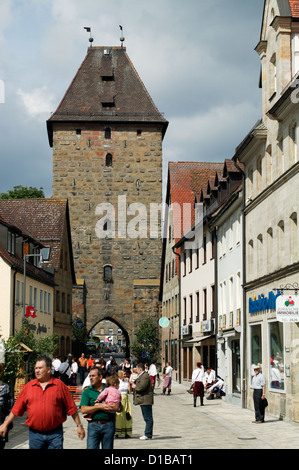 Altdorf, Germany, pedestrians in the old town with Fachwerkhaeusern ...