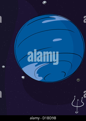 planet Neptune with one of its moons Stock Photo - Alamy