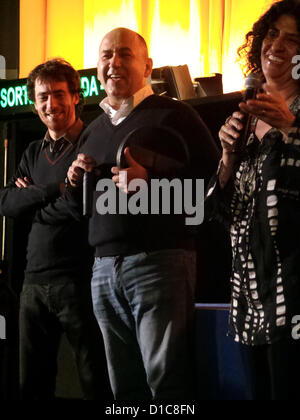 From left, actor Elio Germano, actress Stefania Montorsi, actor Daniel ...