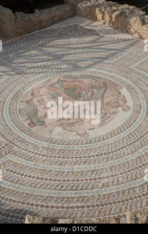 Paphos Mosaics Theseus and the Minotaur mosaic at Pafos Cyprus Tourists ...