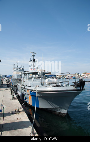Marine police vessels Paphos Harbour Cyprus Officer boarding Stock ...
