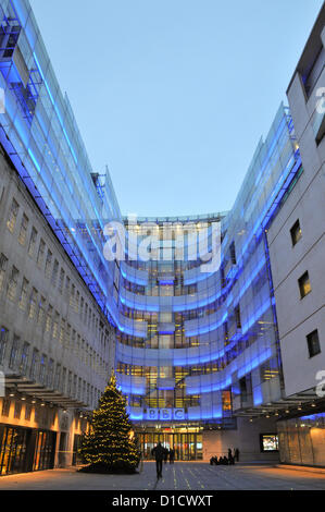 BBC broadcasting house Christmas tree & lights in the new large ...