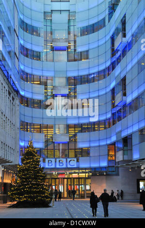 BBC broadcasting house Christmas tree & lights in the new large ...