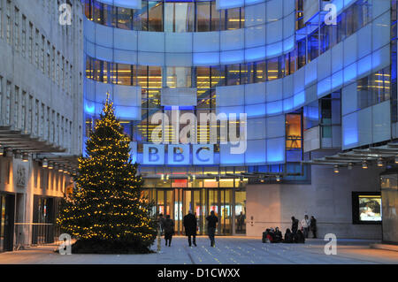 BBC broadcasting house Christmas tree & lights in the new large ...