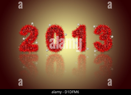 2013 New Year's symbol made of red tinsel Stock Photo - Alamy