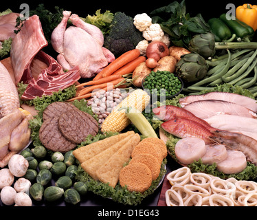large group of food on white background Stock Photo - Alamy