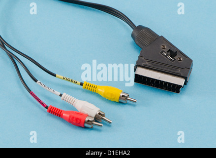 TV SCART cable connector and audio video colorful tulip wires plugs ...