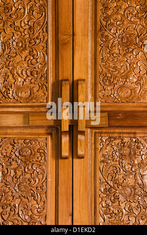 Background of Wooden Door Decorated with Oriental Ornament Stock Photo ...