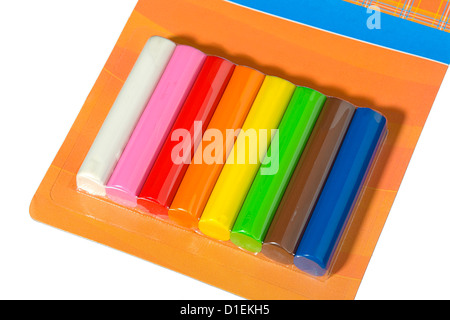 Close up of a plasticine pack isolated on white background Stock Photo ...