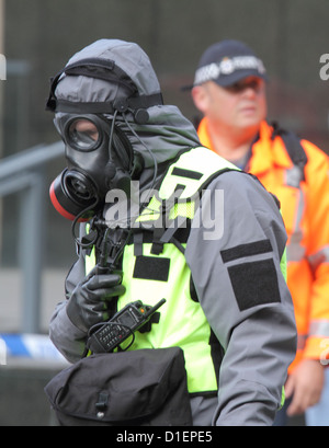 police UK wearing gas masks Stock Photo - Alamy