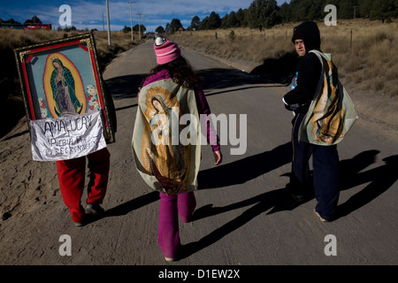 Pilgrims walk through a field in the Paso de Cortes as they travel to ...