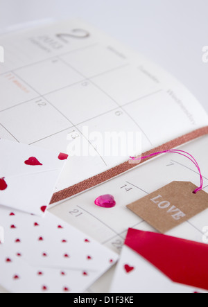 Diary with marked Valentine's Day Stock Photo - Alamy