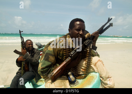 Somalian pirates in Indian Ocean near Mogadishu Somalia Stock Photo - Alamy