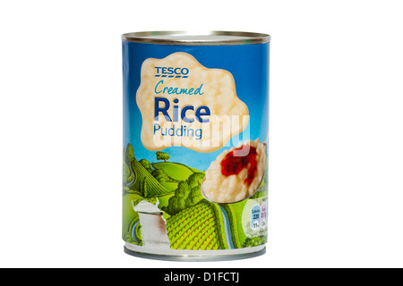Tin of Tesco creamed rice pudding Stock Photo - Alamy