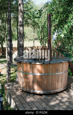Spa barrel bath Stock Photo - Alamy