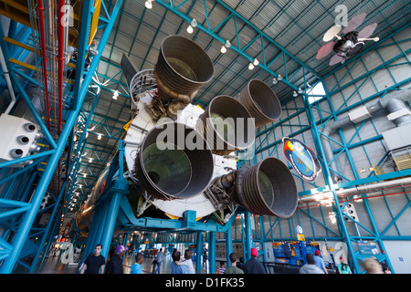 F1 engine on the Saturn V rocket in the Apollo/Saturn V Center, at the ...