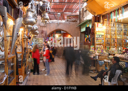 Marrakech Morocco North Africa Busy street market in a Souk in the ...