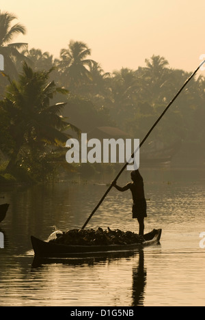 Scenic Kerala backwaters near Alleppey in India, water channels, small ...