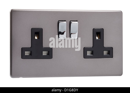 UK electrical power socket with switches Stock Photo - Alamy