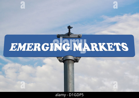Emerging markets road sign Stock Photo - Alamy