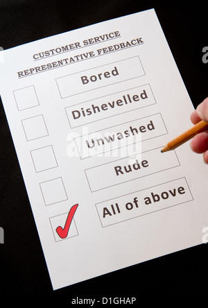 Funny Customer Service Feedback Form with options for rating service ...