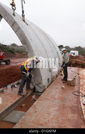 Bebo pre-cast concrete sectional arch bridge in construction with ...