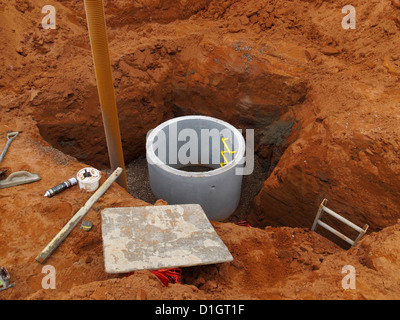 Road construction site UK manhole inspection chamber catch-pit catchpit ...