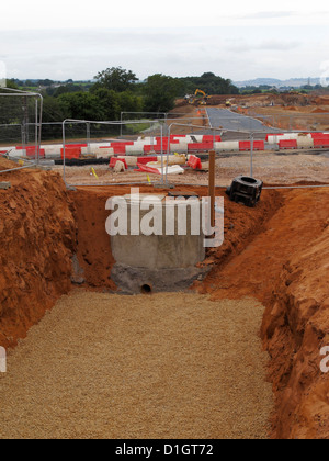 Road construction site UK manhole inspection chamber catch-pit catchpit ...