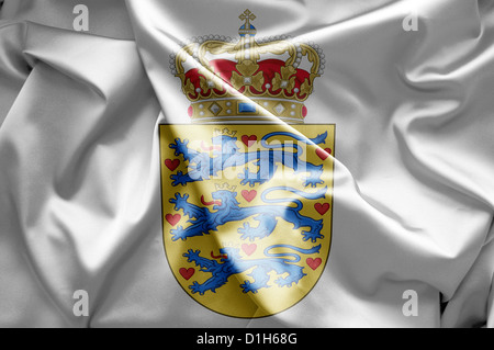 Denmark coat of arms and flag, official symbols of the nation Stock ...