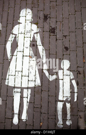 Pictogram of a pedestrian sign, mother with child, single mother symbol ...
