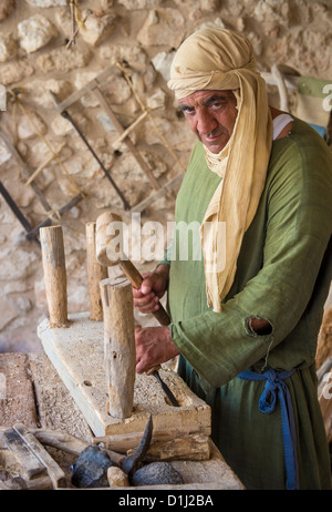 Palestinian carpenter work with traditional tools in Nazareth Village ...