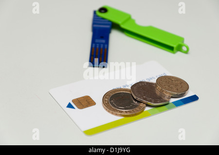 Fuel energy prepayment meter keys for pay as you go meters Stock Photo ...