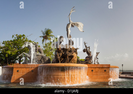 Raices Fountain Old San Juan at the tip of Paseo de La Princesa, Puerto ...