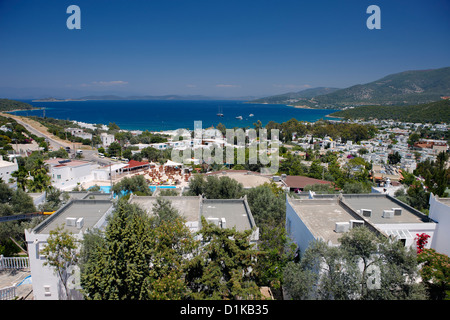 Elevated view of Torba village and bay. Bodrum peninsula, Mugla ...
