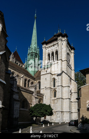 St. Pierre Cathedral, known as a home church of John Calvin, in Stock ...