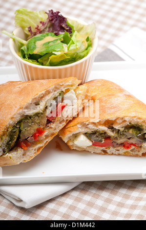 ciabatta panini sandwichwith vegetable and feta Stock Photo - Alamy