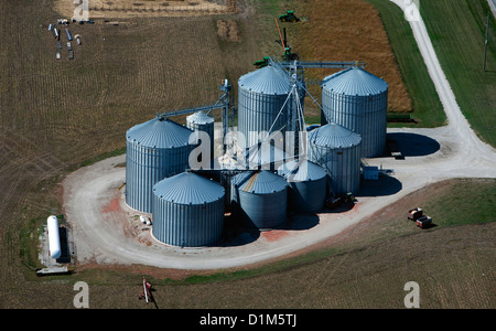 aerial photograph grain storage bins cattle feedlot Nebraska Stock ...