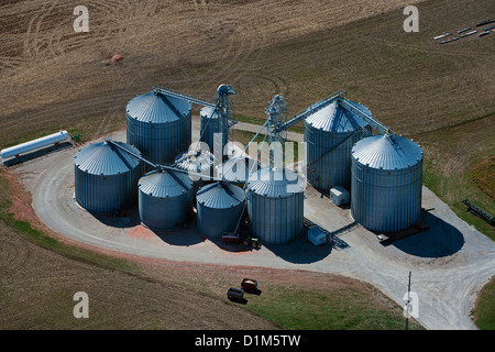aerial photograph grain storage bins cattle feedlot Nebraska Stock ...
