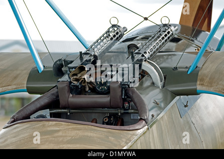 The cockpit and guns on a WWI German Fokker DR1 fighter Triplane in a ...