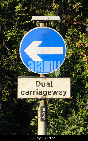 Dual carriageway road sign Stock Photo - Alamy