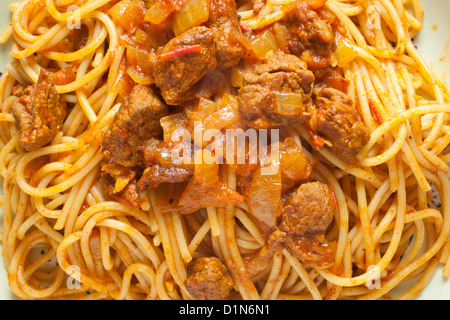 Tunisian style spaghetti with meat sauce Stock Photo - Alamy