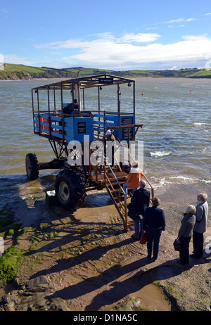 Burgh Island, sea tractor that ferries tourists to and from the island ...