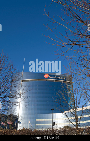 world headquarters of gsk, glaxo smith kline, above the M4 motorway on ...