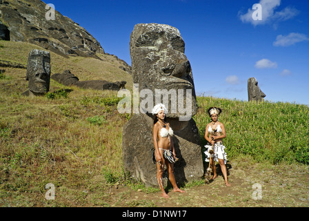 Native Girls at Rano Raraku Statues Easter Island during Tapati ...