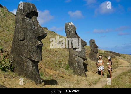 Native Girls at Rano Raraku Statues Easter Island during Tapati ...