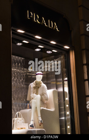 Prada showcase window store Rome Italy dress Stock Photo - Alamy