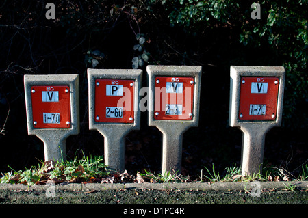 Concrete roadside markers, UK Stock Photo - Alamy