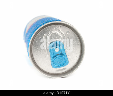 Energy drink in blue aluminum can isolated on white Stock Photo - Alamy