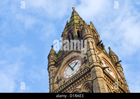 Close-up of manchester Town hall clock tower exterior Clock face roman ...