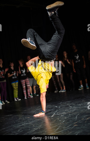 boy dancing break dance on a white background Stock Photo - Alamy